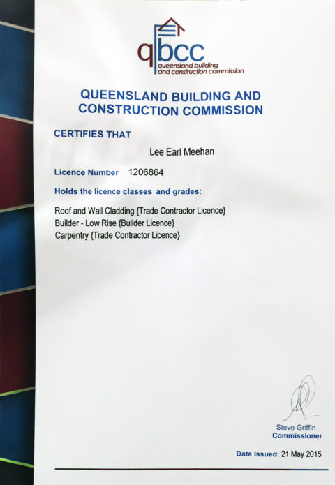Certificates and Licences | Lee Meehan Roofing
